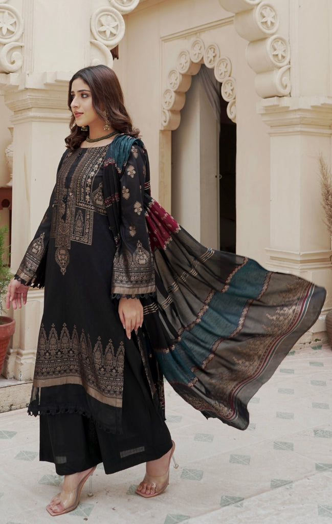 SADA-E-BAHAR JACQUARD BROSHA LAWN 3 PIECE SUIT SB05 – East meets west clothing